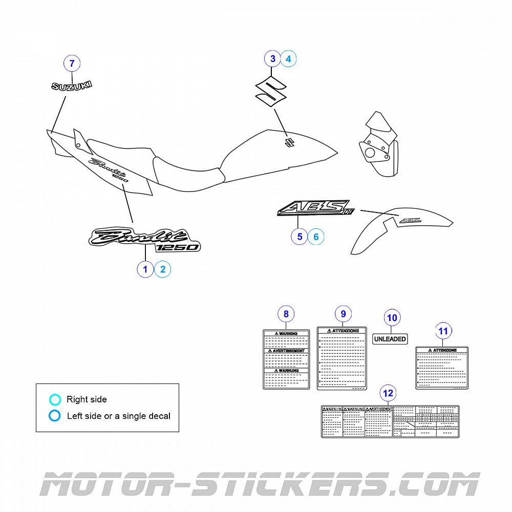 Suzuki GSF 1250N Bandit 2009 decals