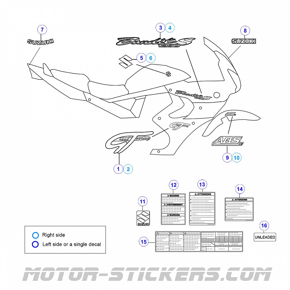 Suzuki GSF 1250S Bandit GT 2007 decals