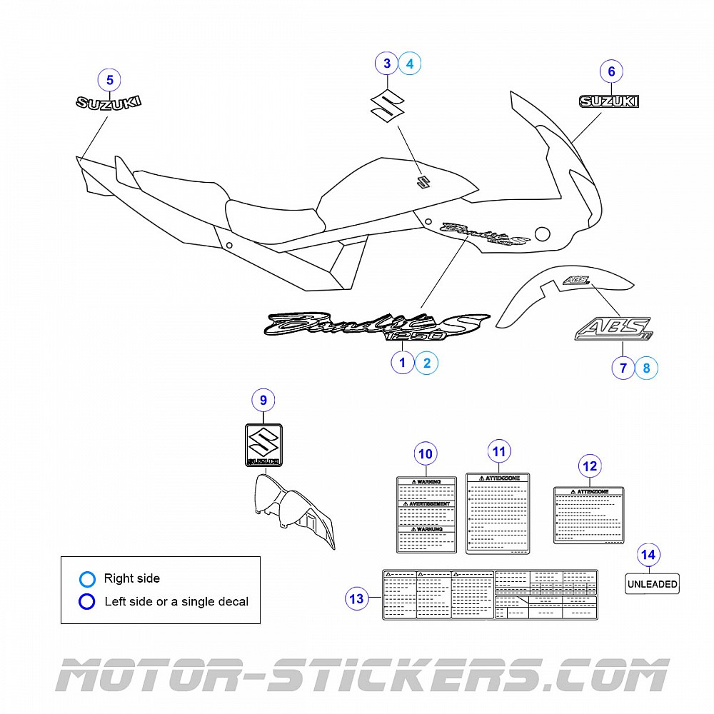 Suzuki GSF 1250S Bandit 2008 pegatinas