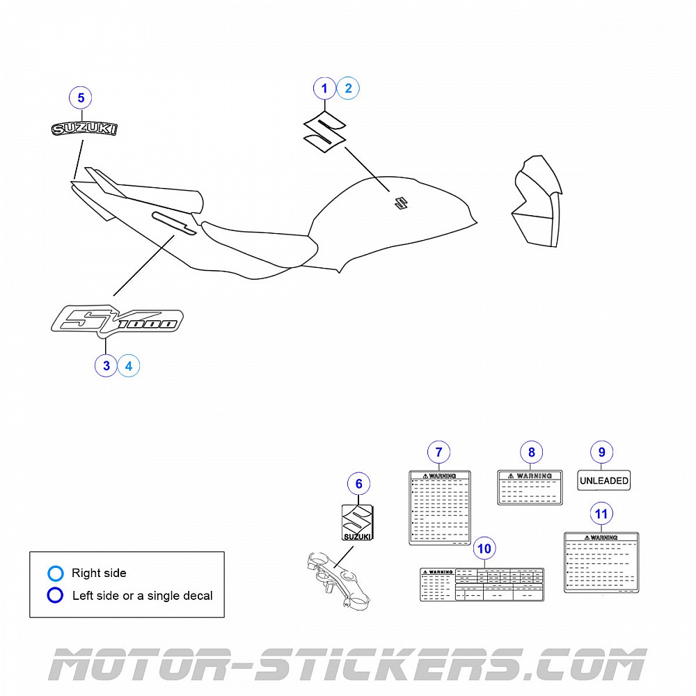 Suzuki SV 1000 2005 decals