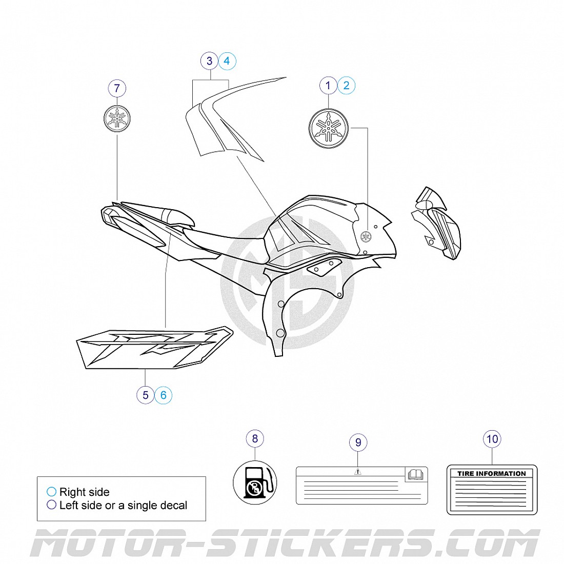 Yamaha FZ1 N 2006 decals