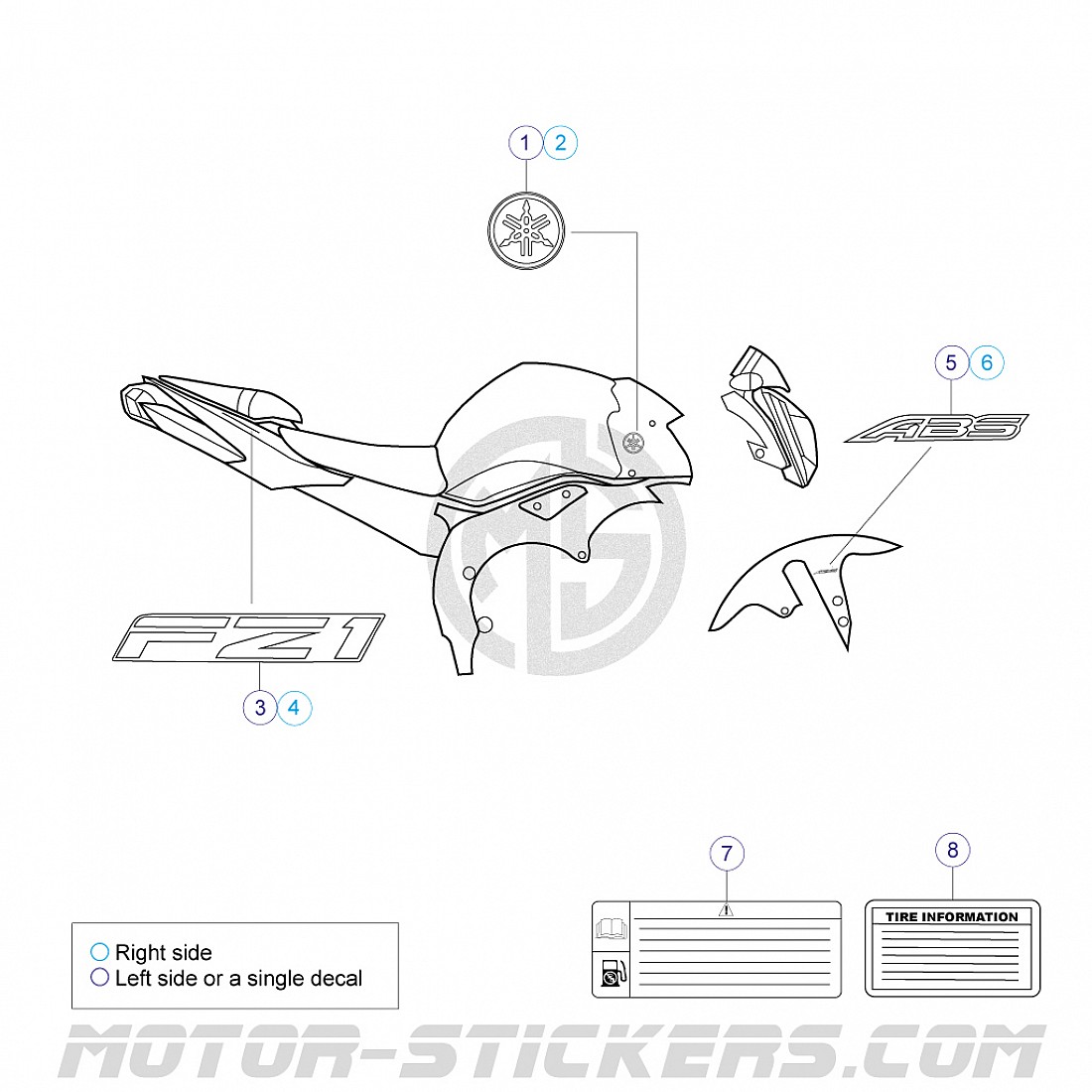 Yamaha FZ1 N 2010 decals