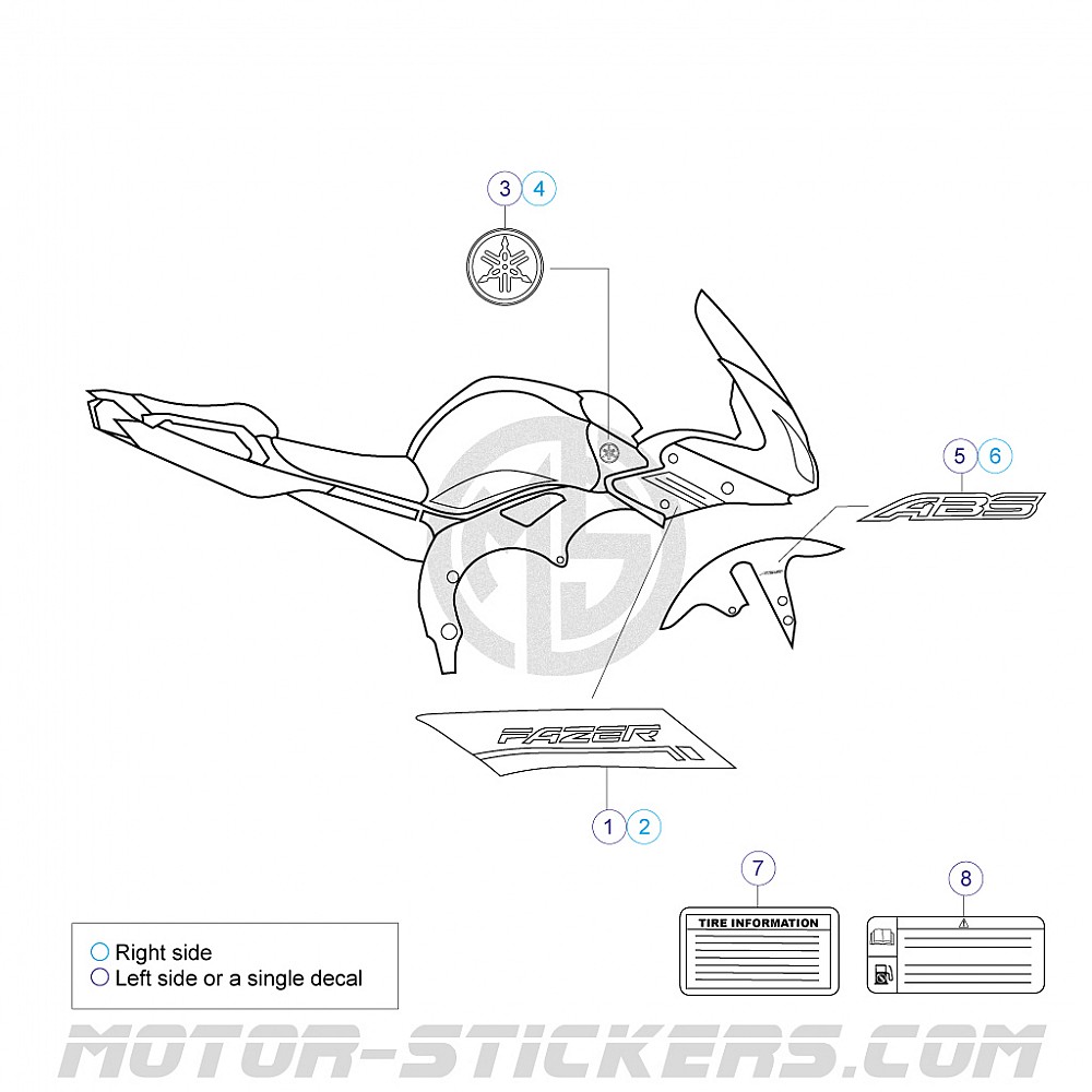 Yamaha FZ1 S Fazer 2012 decals