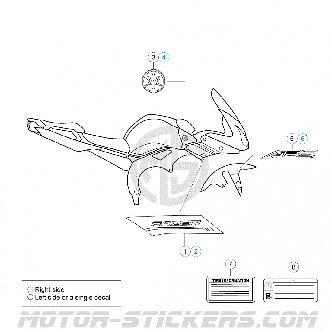 Yamaha FZ1 S Fazer 2012 decals