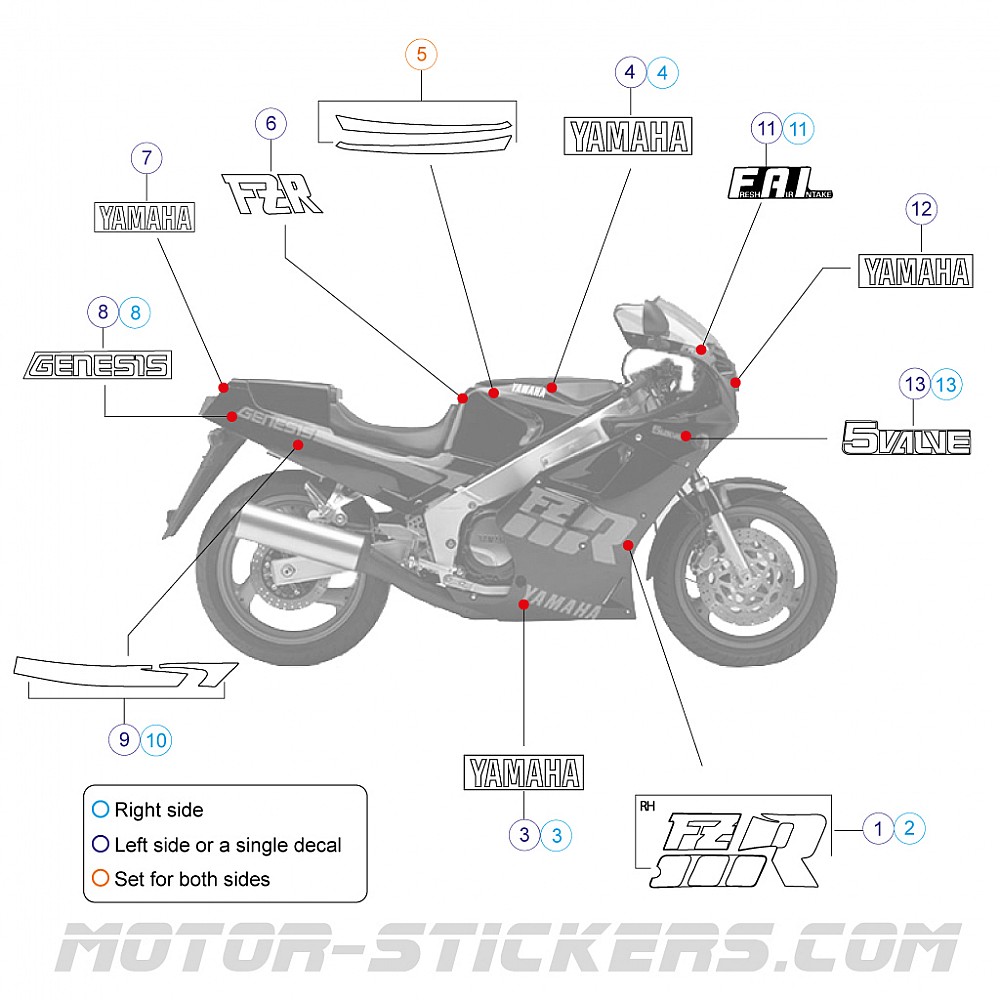 Yamaha FZR 1000 1987 decals