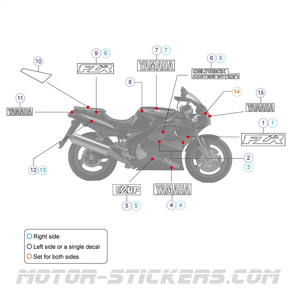 Yamaha FZR 1000 1993 decals