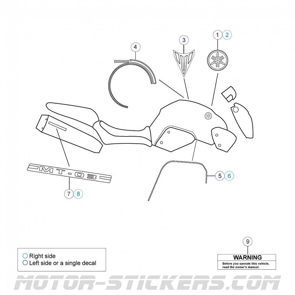 Yamaha MT-03 2007 decals