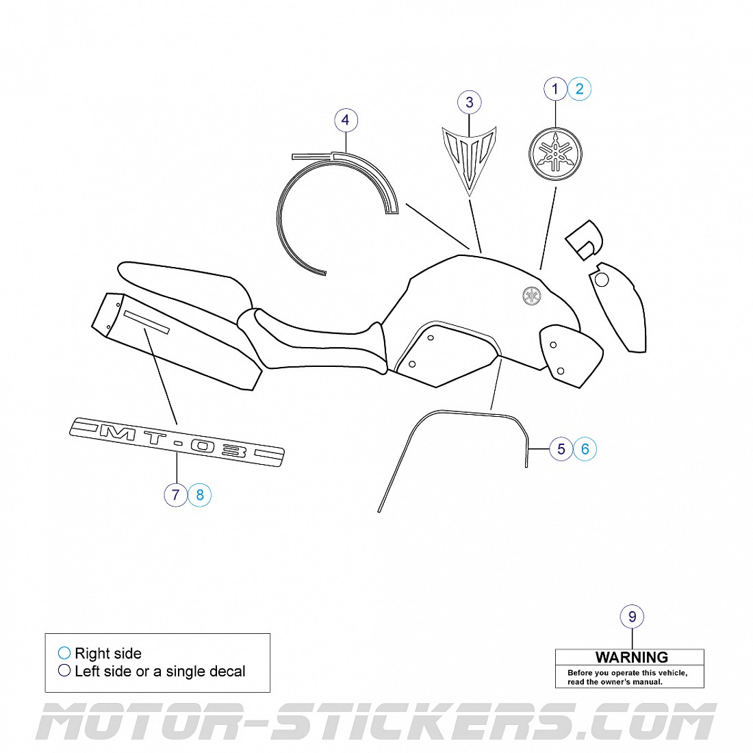 Yamaha MT-03 2007 decals
