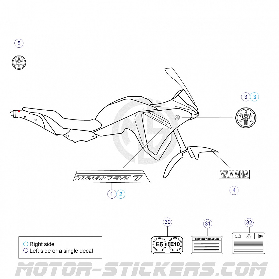 Yamaha MT-07 Tracer 2024 decals