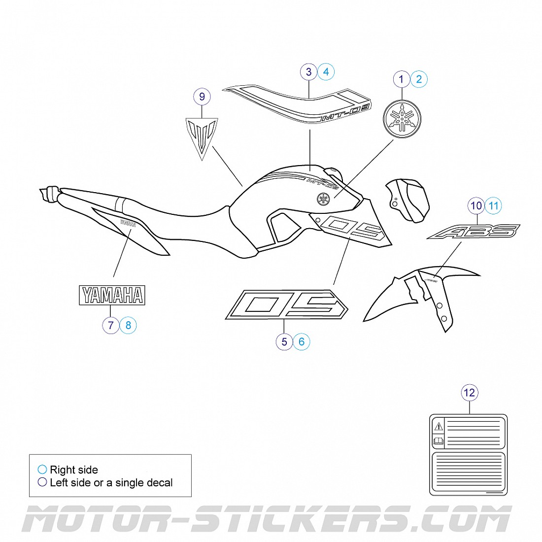 Yamaha MT-09 2016 decals
