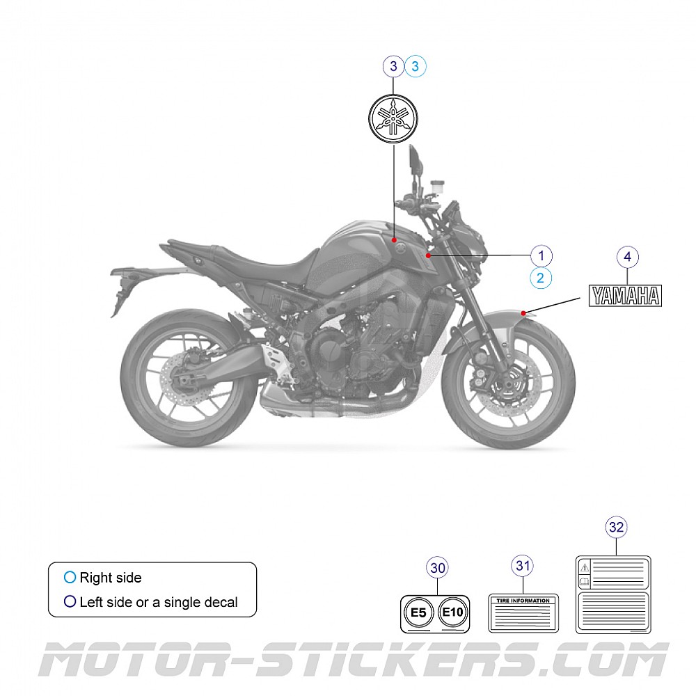Yamaha MT-09 2023 stickers