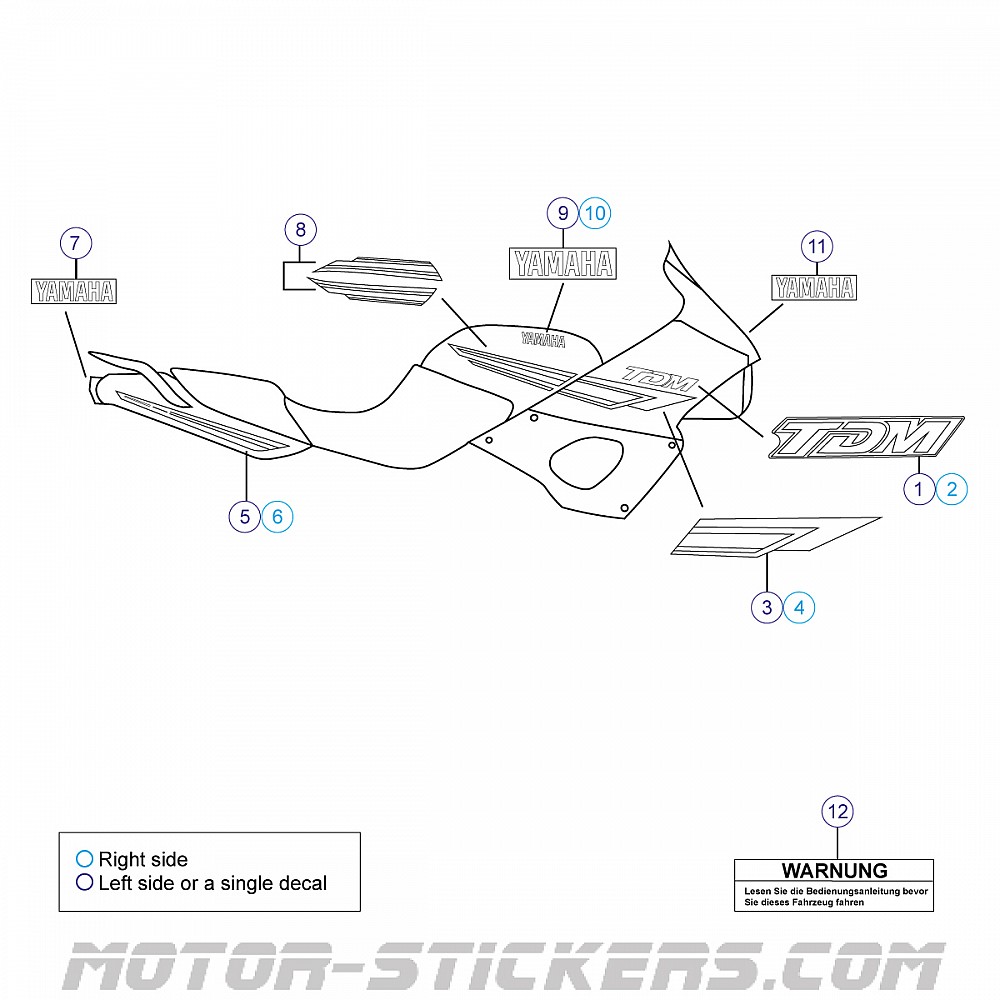 Yamaha TDM 850 1995 decals