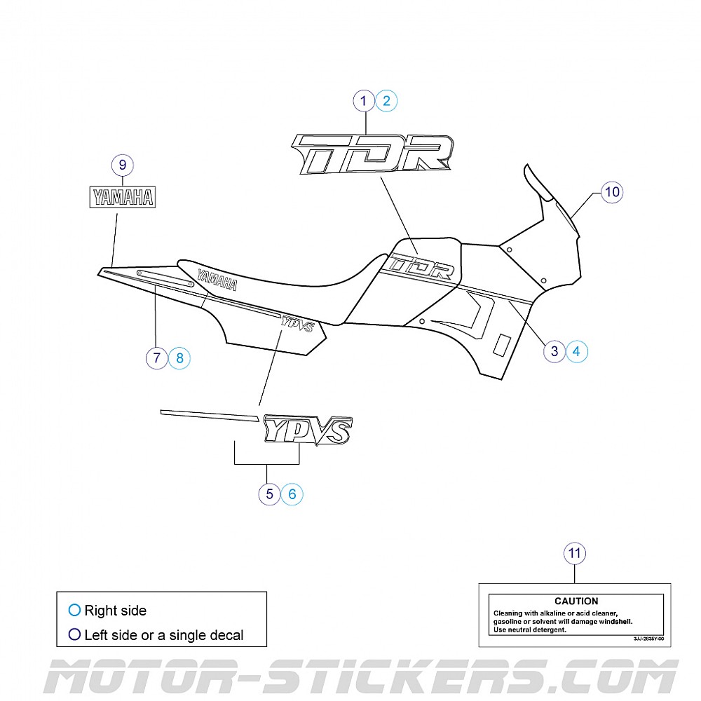 Yamaha TDR 250 1990 decals