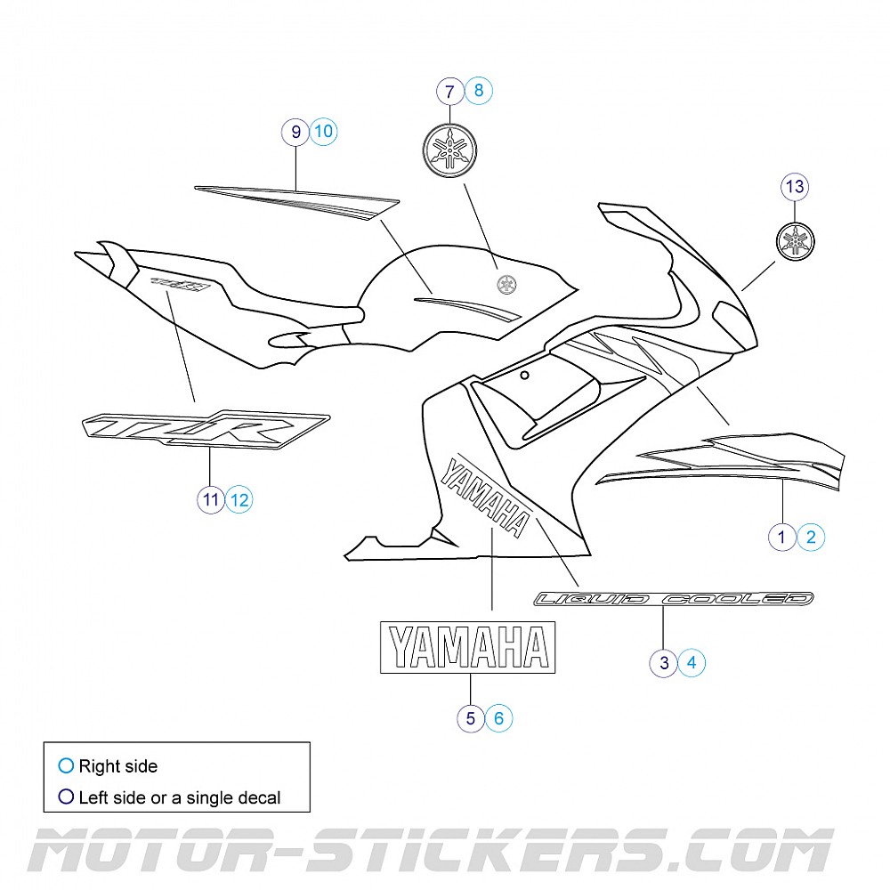 Yamaha TZR 50 2003 decals