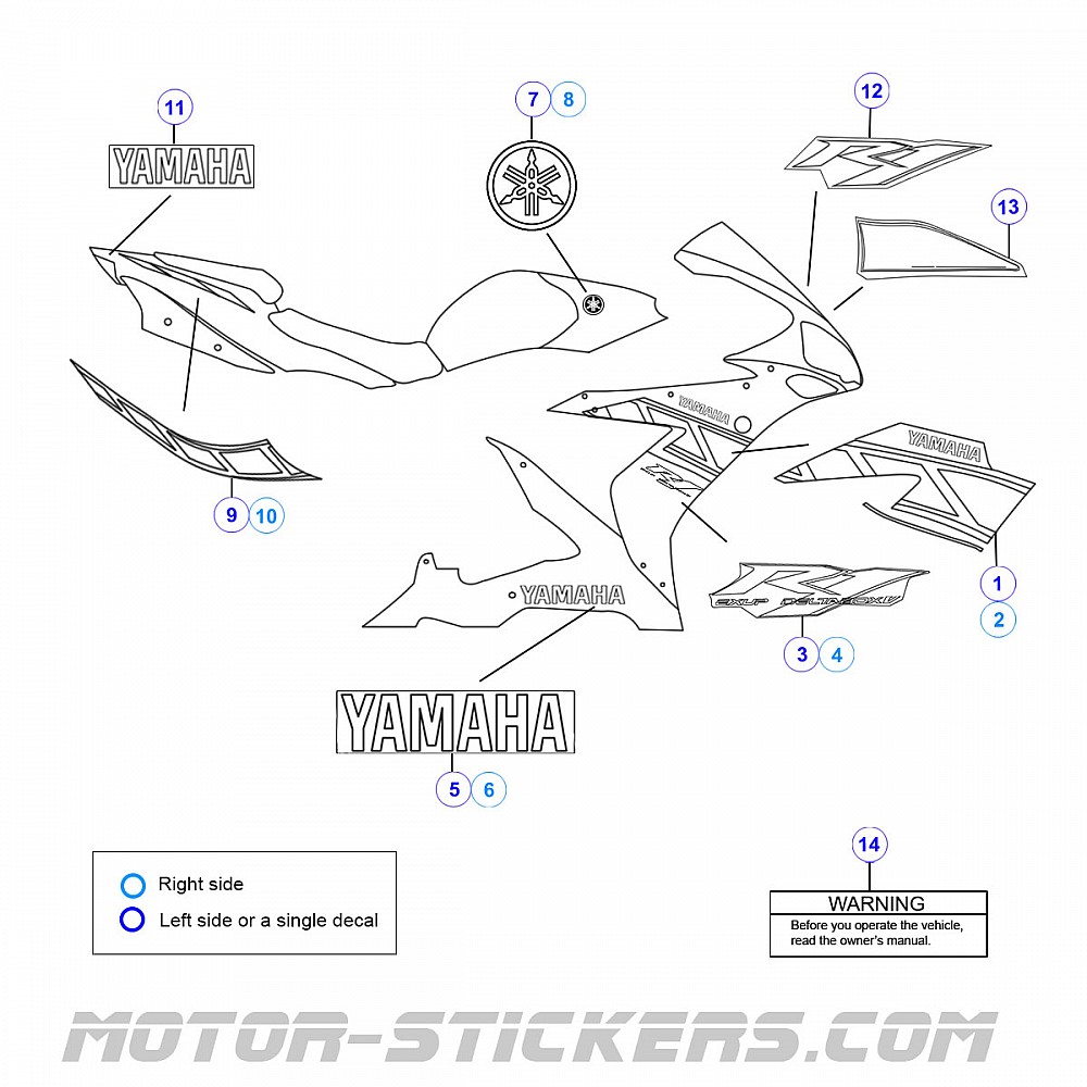 Yamaha YZF R1 2006 decals