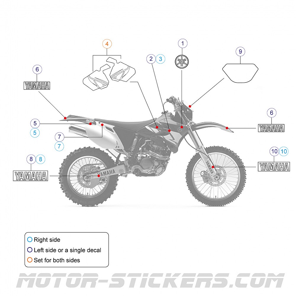 Yamaha WR 250F 2004 decals