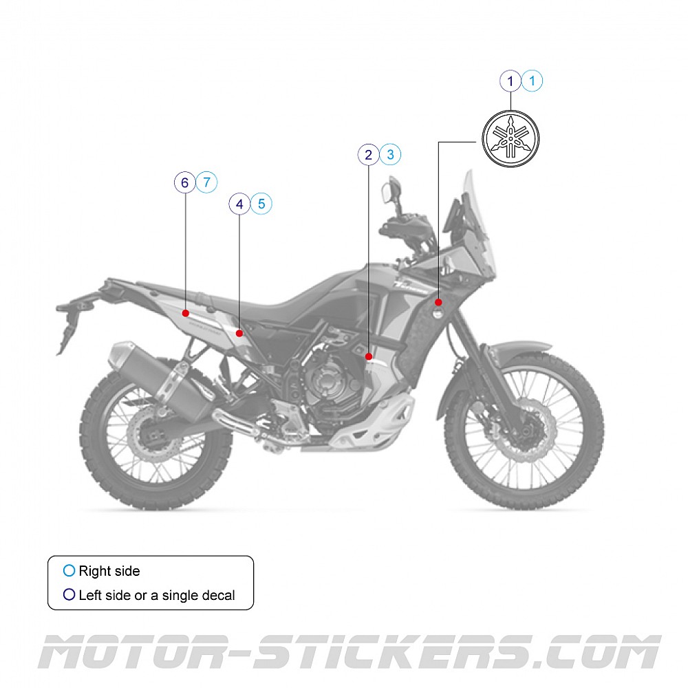Yamaha XTZ 690 Tenere 700 World Raid 2024 decals