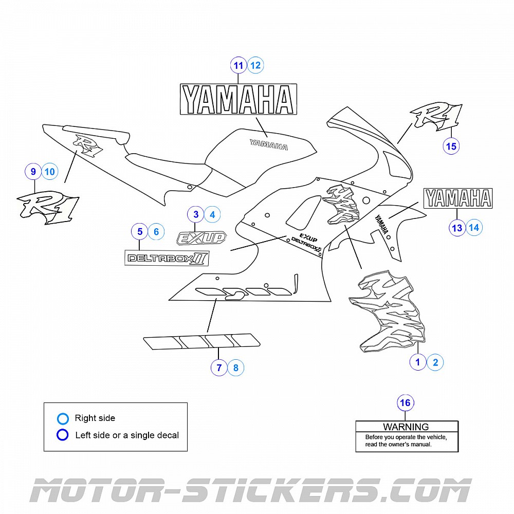 Yamaha YZF R1 1998 decals