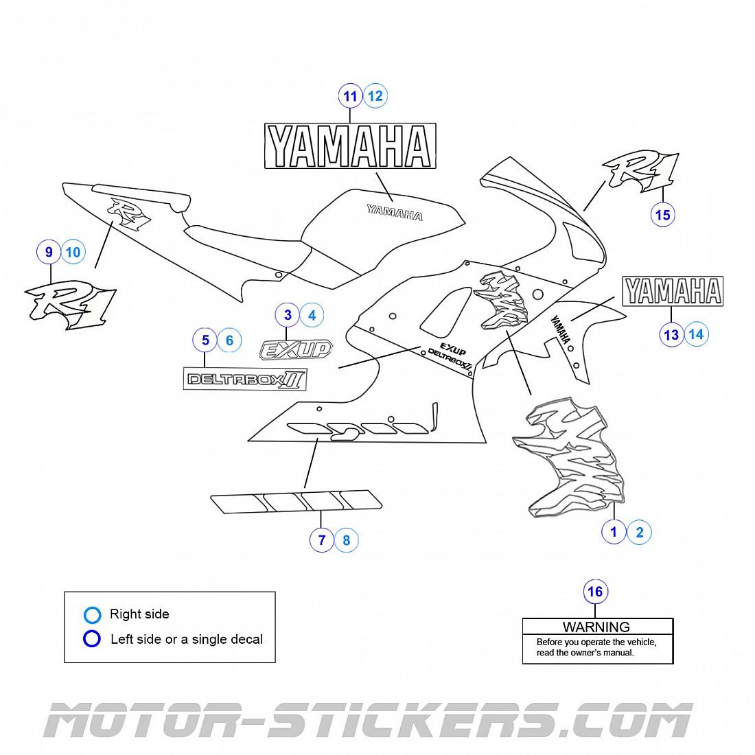 Yamaha YZF R1 1998 decals