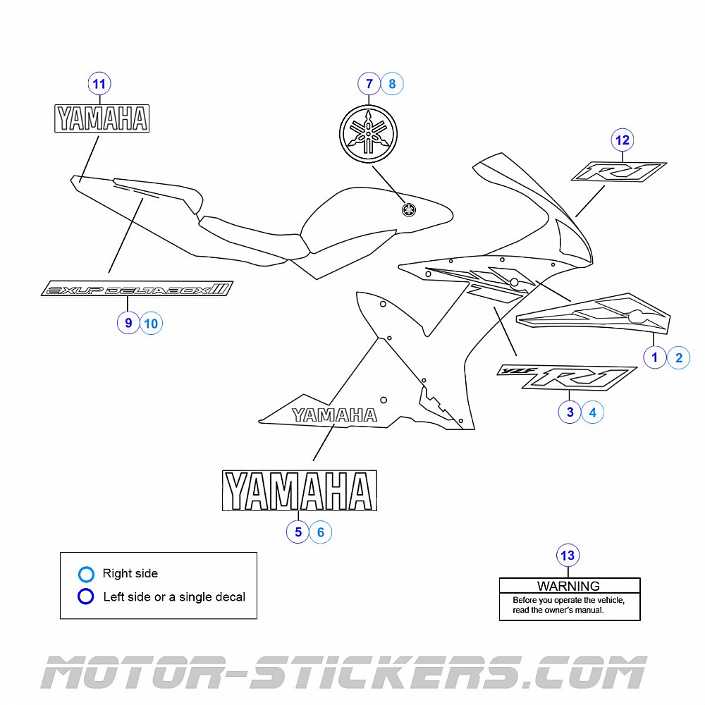 Yamaha YZF R1 2003 decals