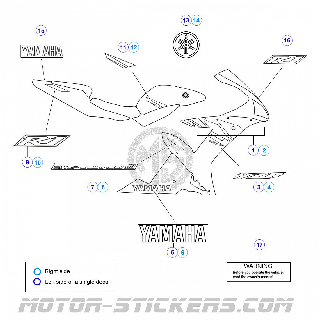 Yamaha YZF R1 2003 decals