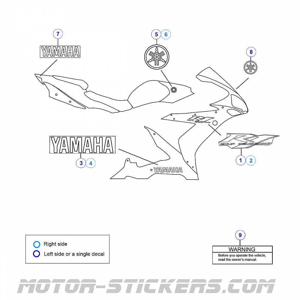 Yamaha YZF R1 2005 decals