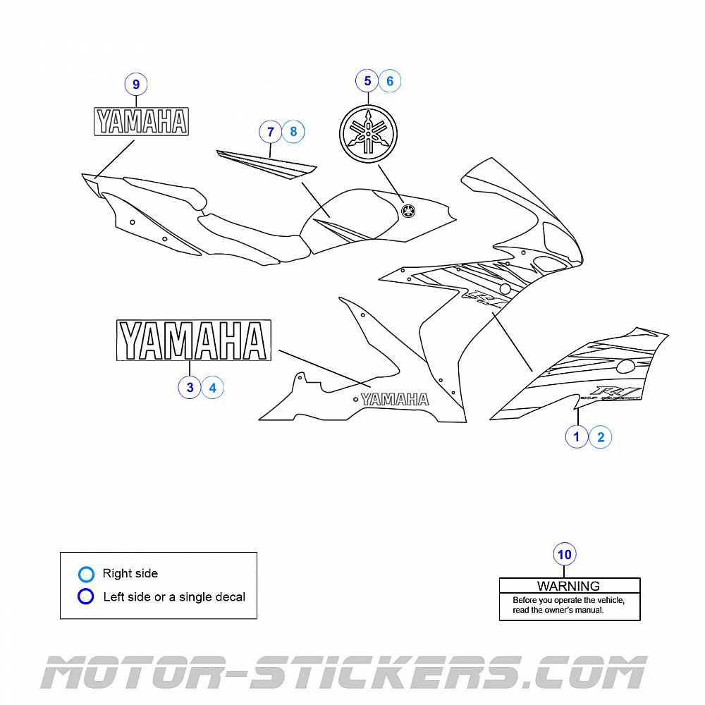 Yamaha YZF R1 2006 decals