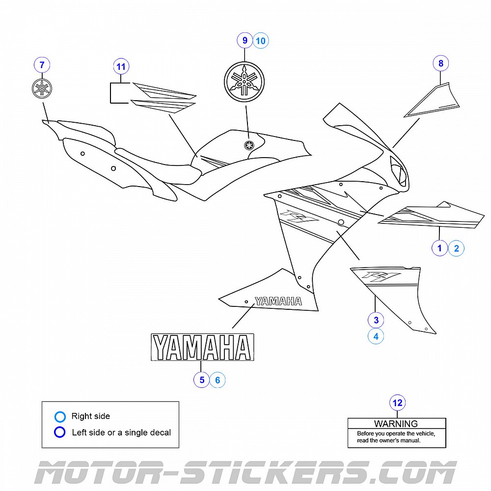 Yamaha YZF R1 2011 decals