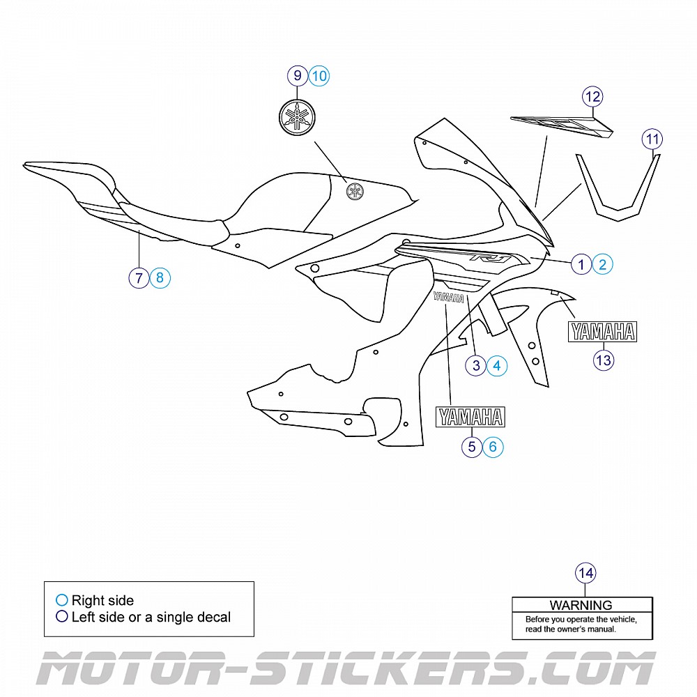 Yamaha YZF R1 2016 decals