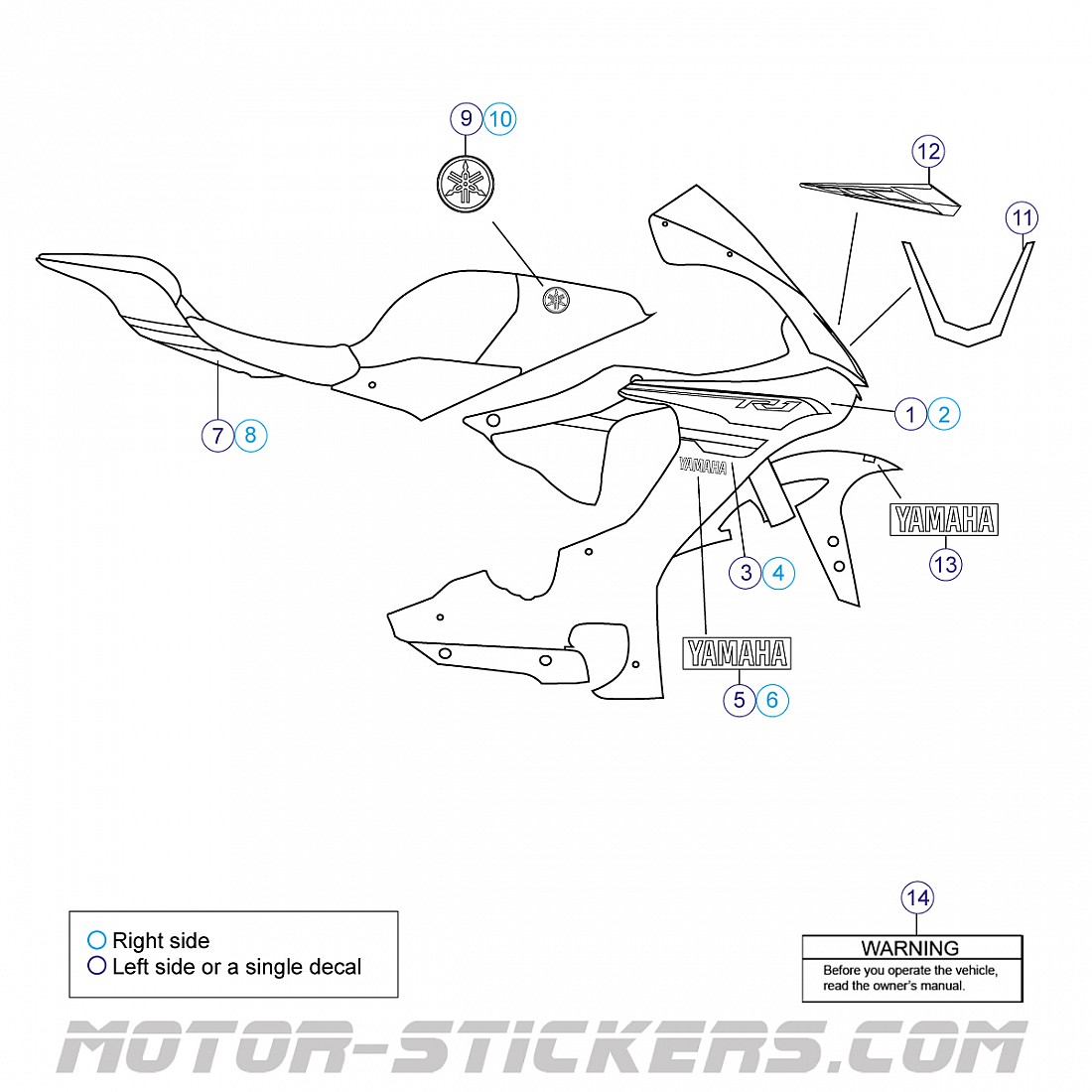 Yamaha YZF R1 2016 decals