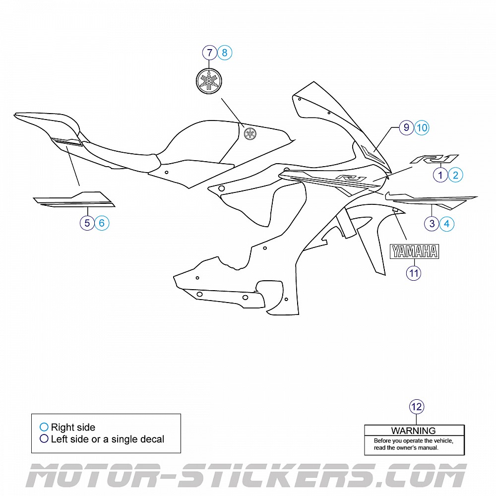 Yamaha YZF R1 2016 decals