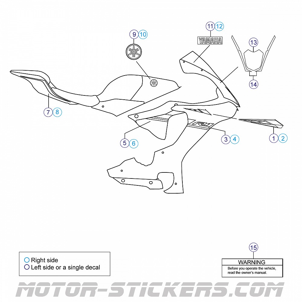 Yamaha YZF R1 2017 decals