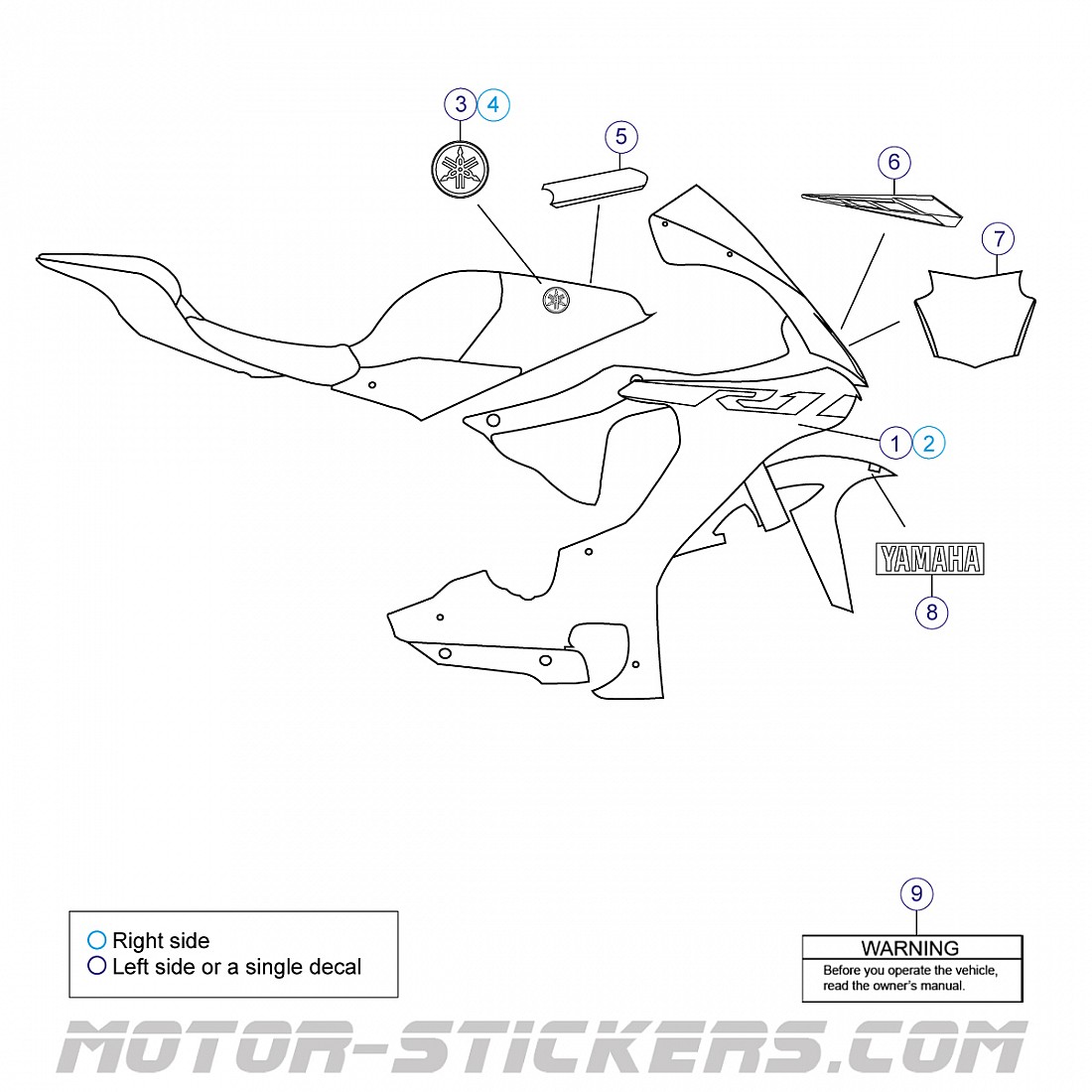 Yamaha YZF R1 2018 decals