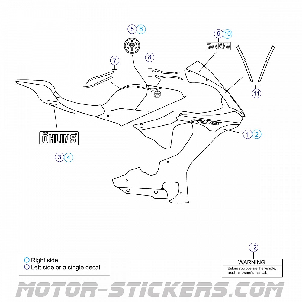 Yamaha YZF R1M 2018 decals