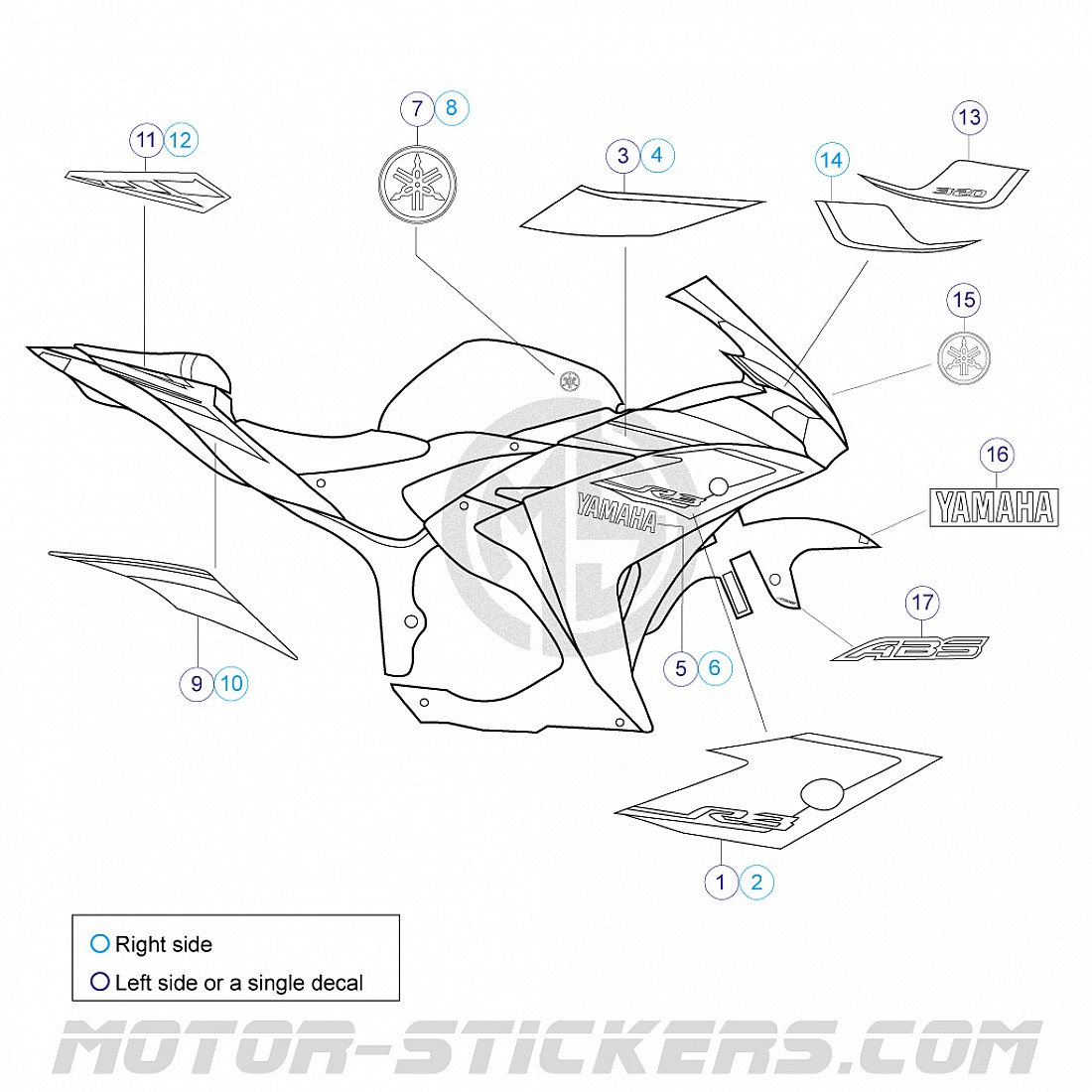 Yamaha YZF R3 2015 decals