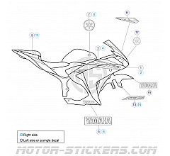 Yamaha YZF R3 2016 pegatinas