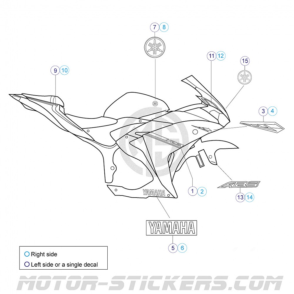 Yamaha YZF R3 2018 decals