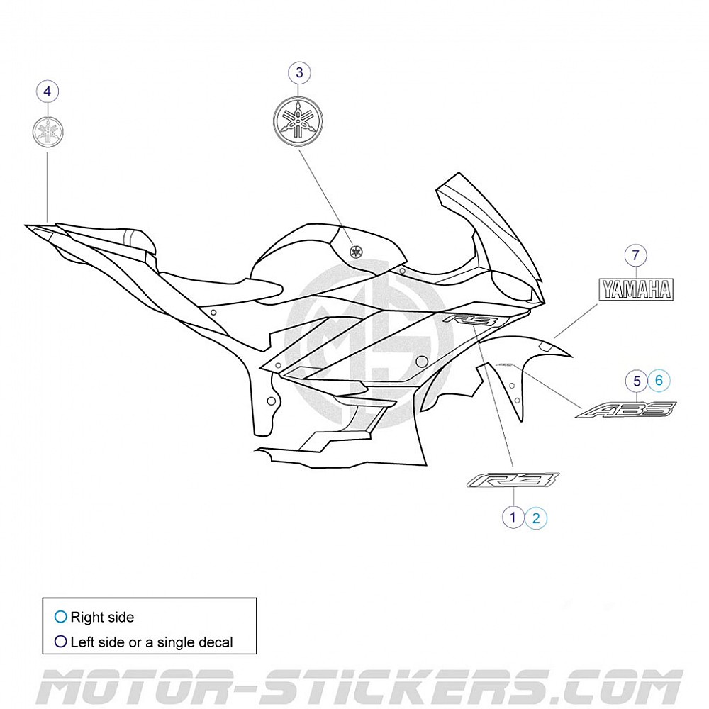 Yamaha YZF R3 2023 decals