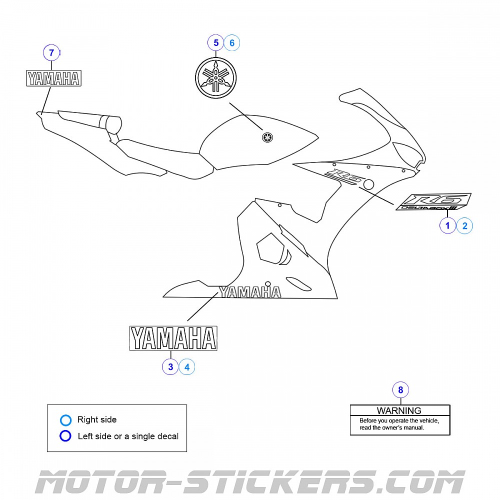 Yamaha YZF R6 2005 decals