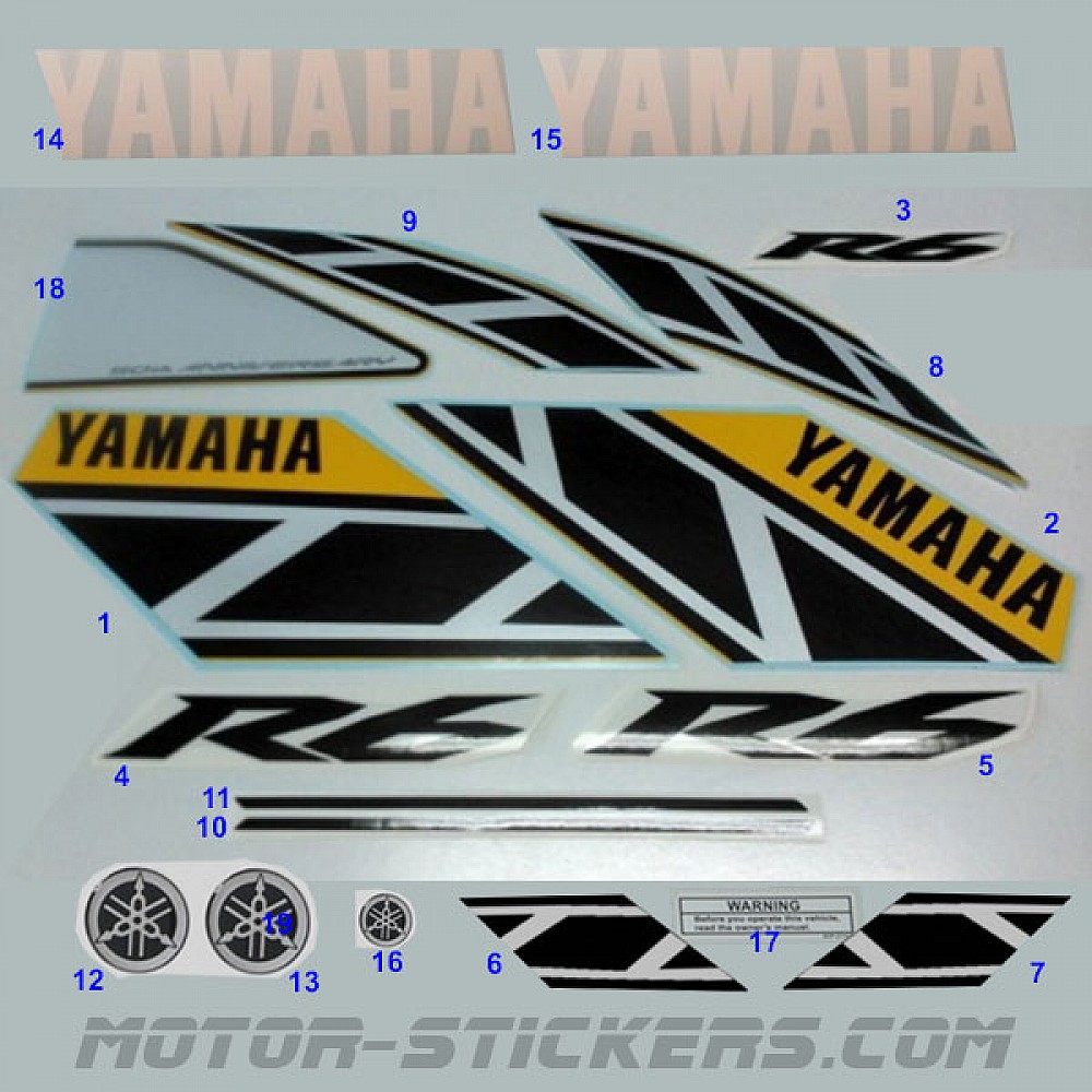 Yamaha YZF R6 2006 decals