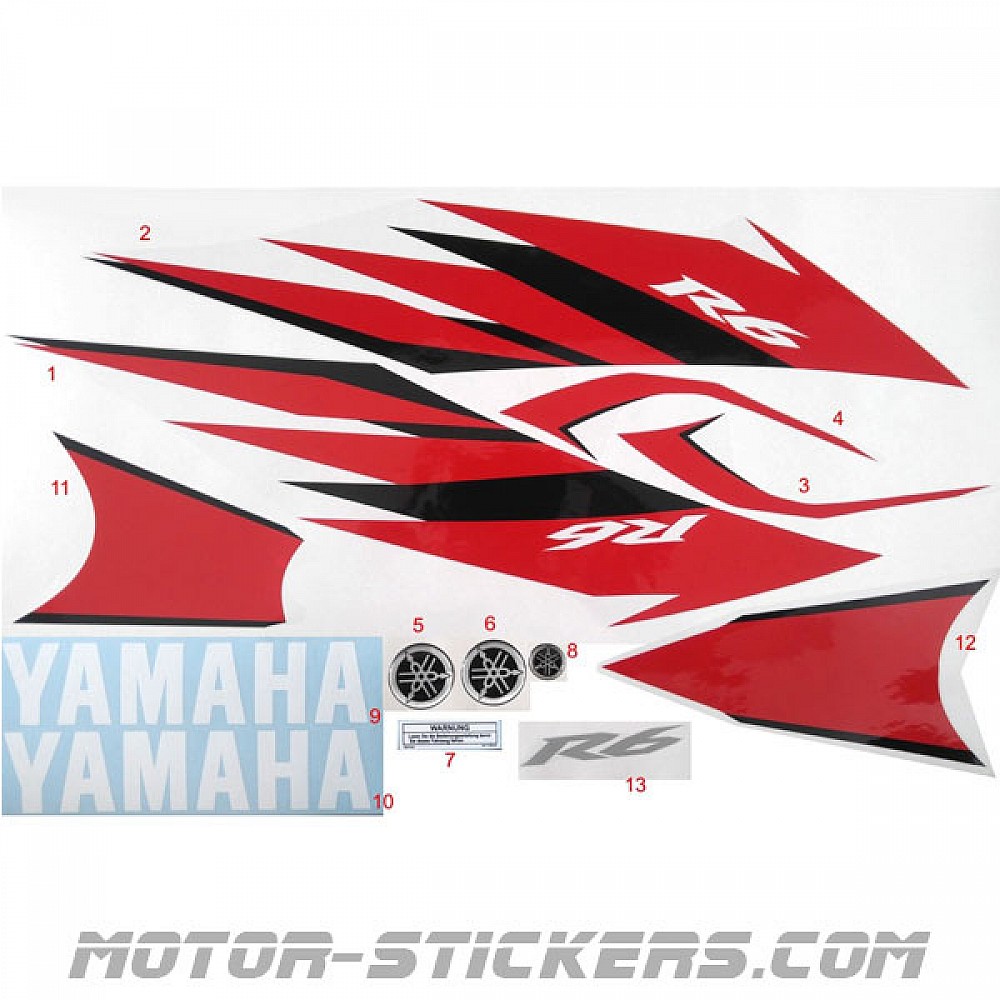 Yamaha YZF R6 2006 decals