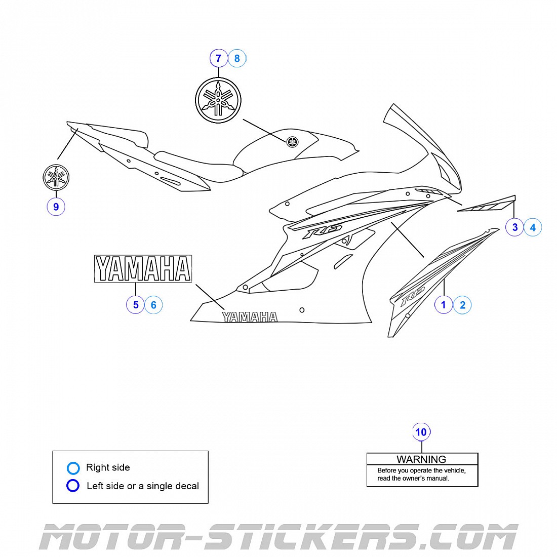 Yamaha YZF R6 2007 decals