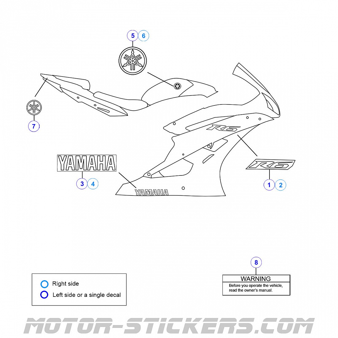 Yamaha YZF R6 2007 decals