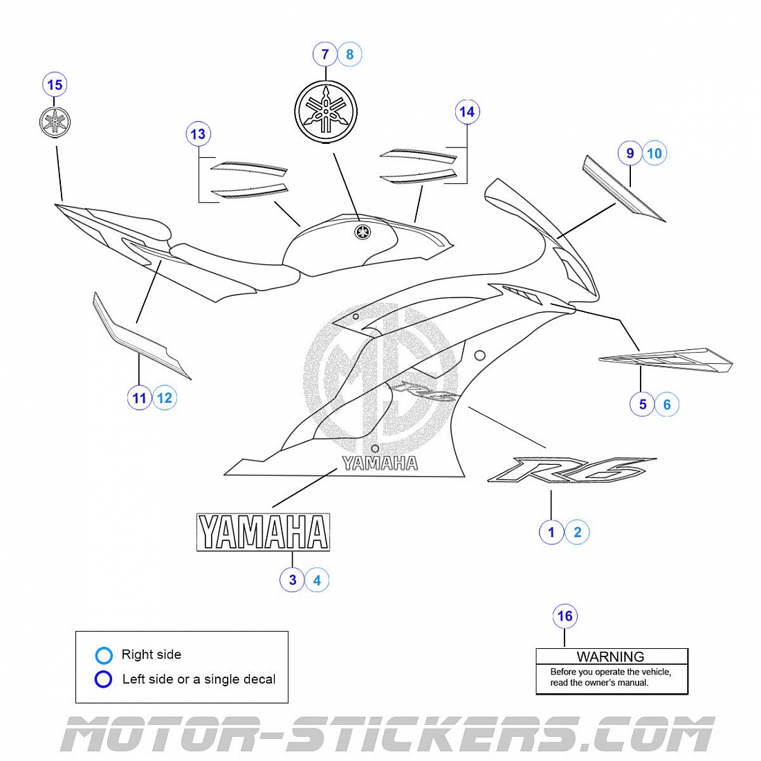 Yamaha YZF R6 2012 decals