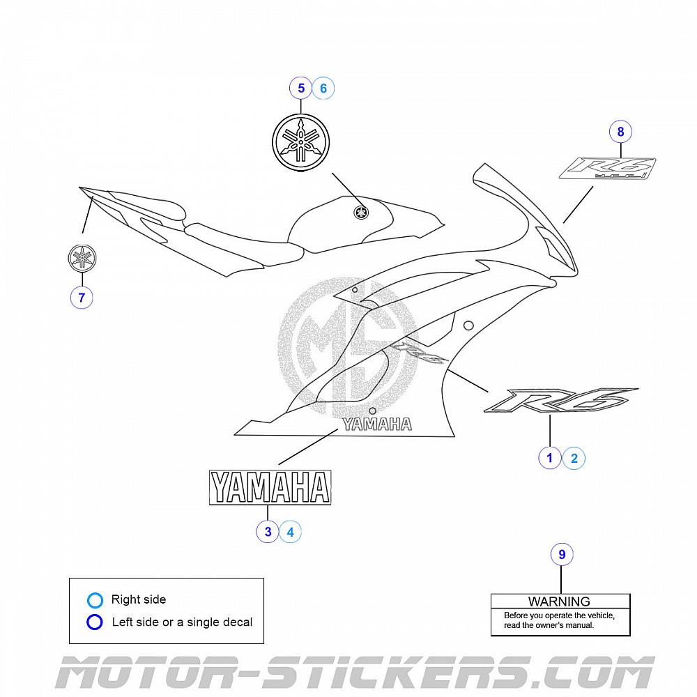 Yamaha YZF R6 2012 decals