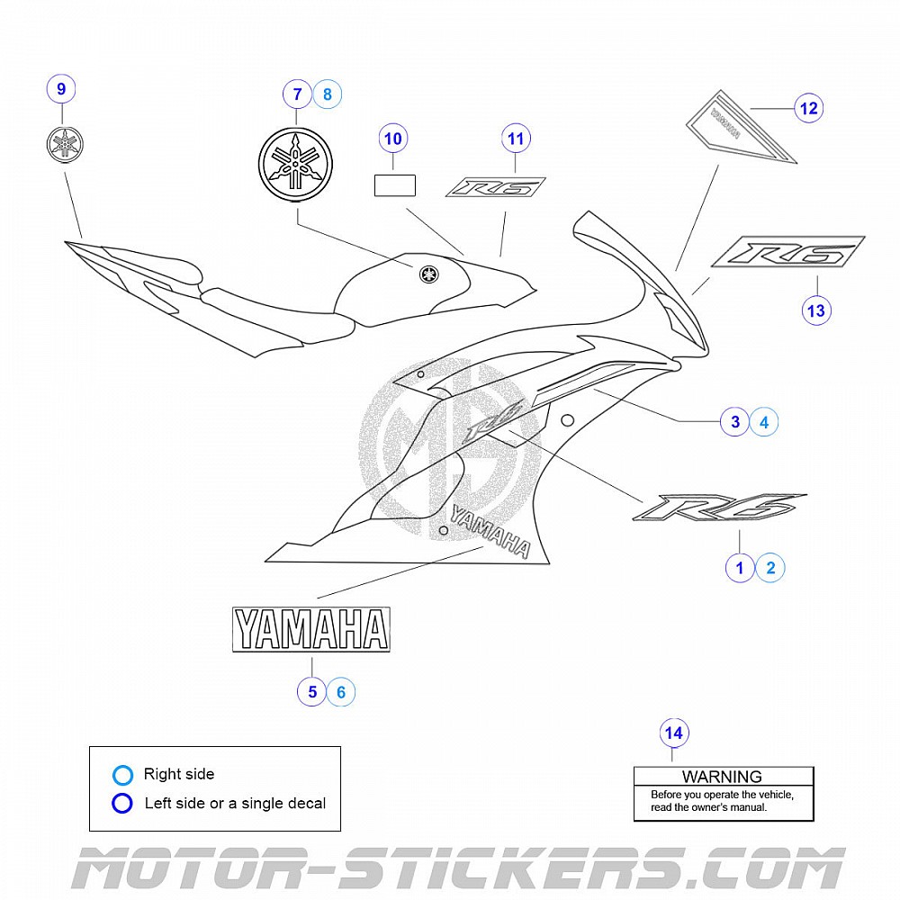 Yamaha YZF R6 2014 decals