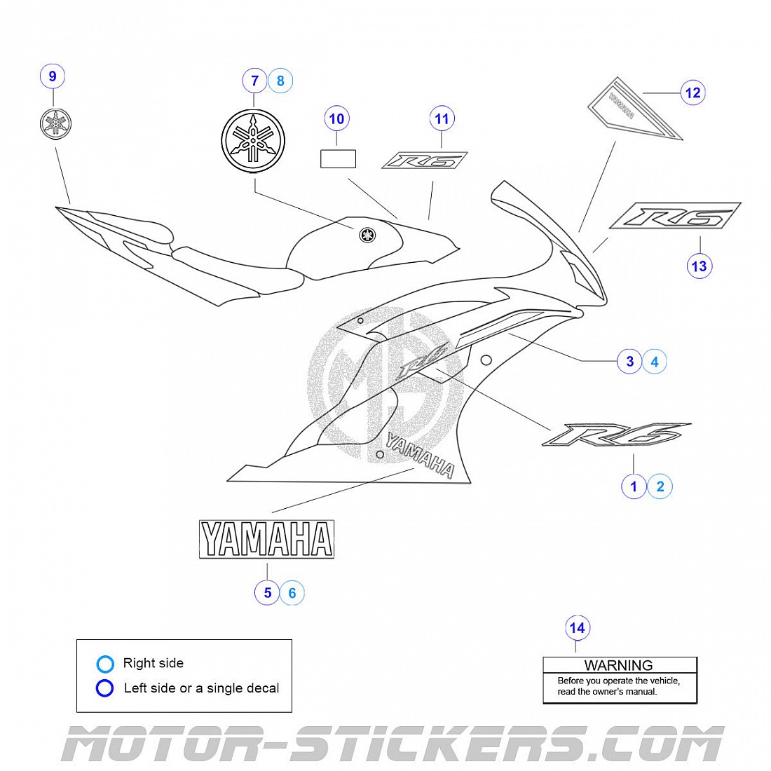 Yamaha YZF R6 2014 decals