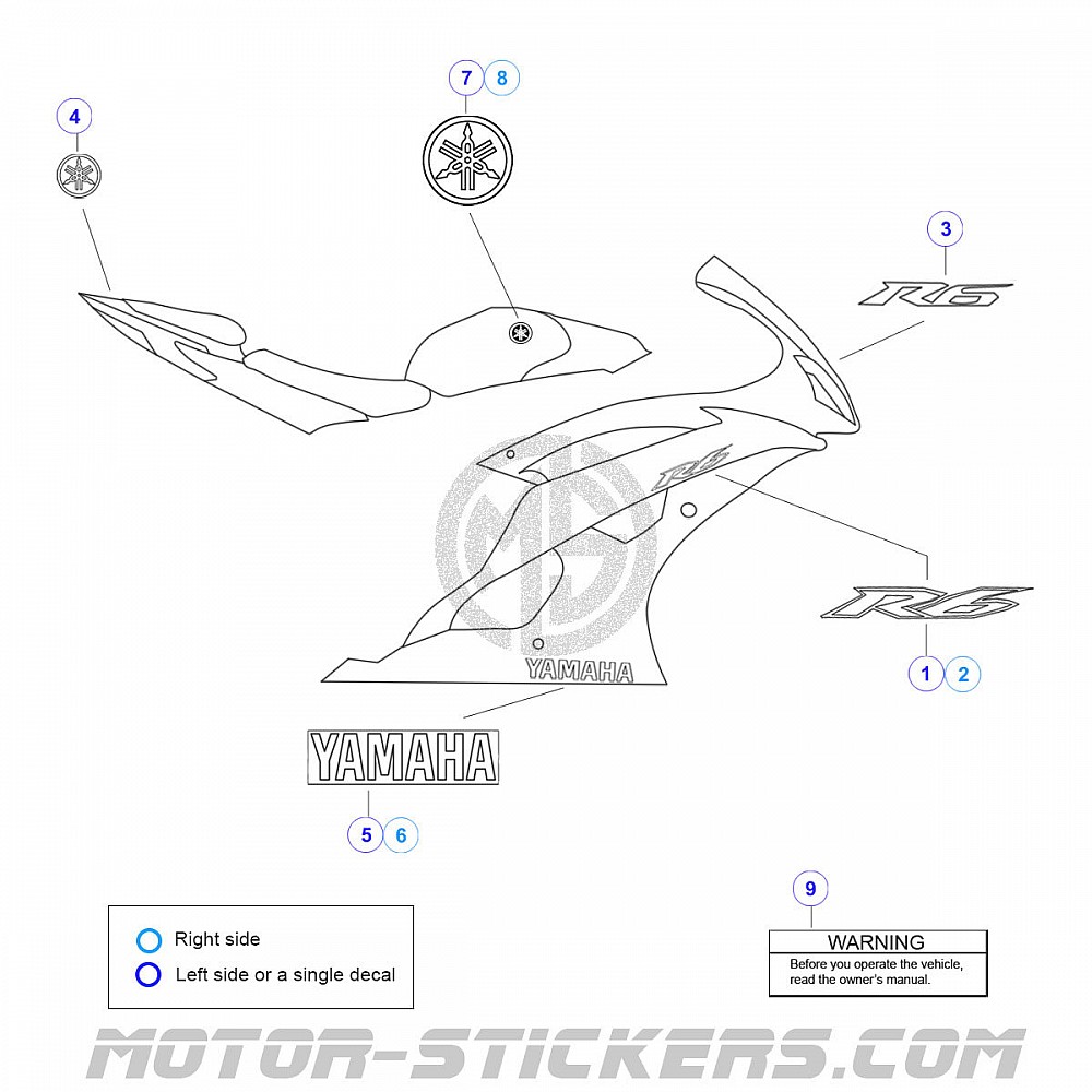 Yamaha YZF R6 2016 decals