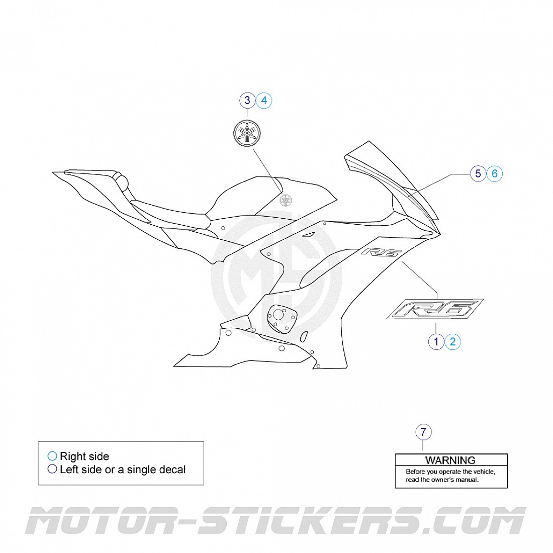 Yamaha YZF R6 2017 decals