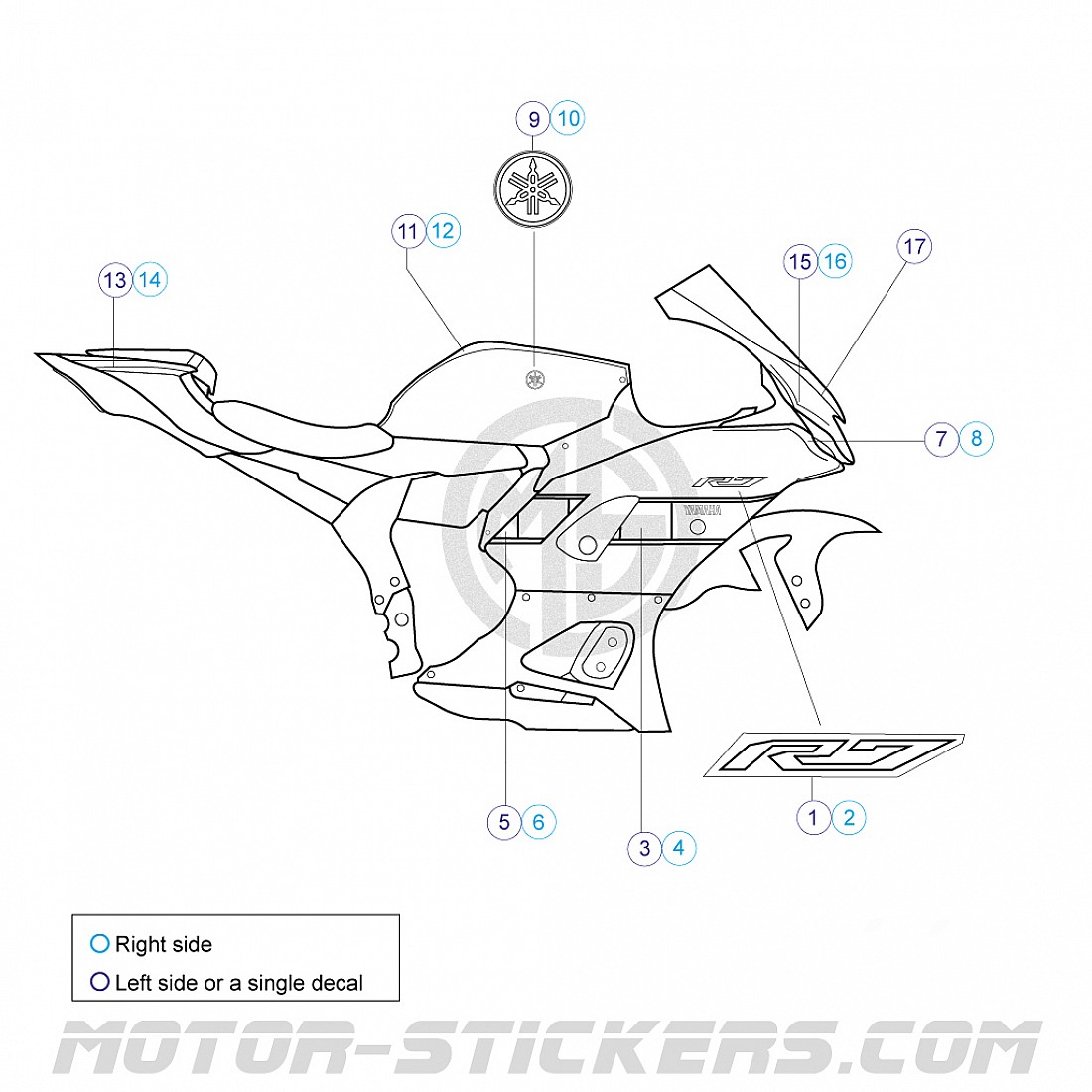 Yamaha YZF R7 2022 decals